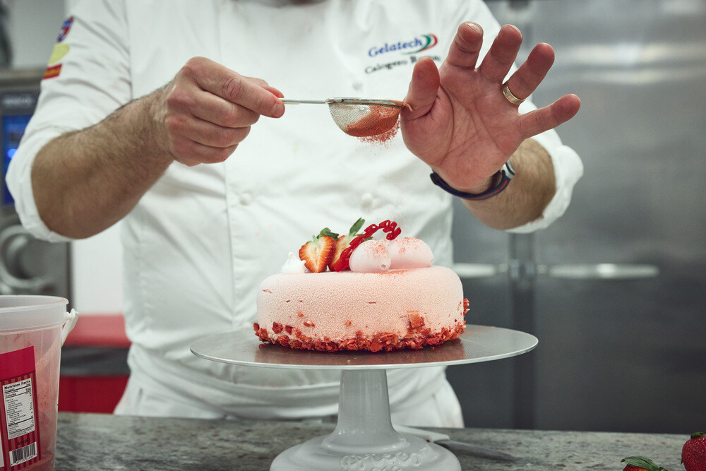 Strawberry-Rose Petal Pavlova Gelato Cake | Paris Gourmet